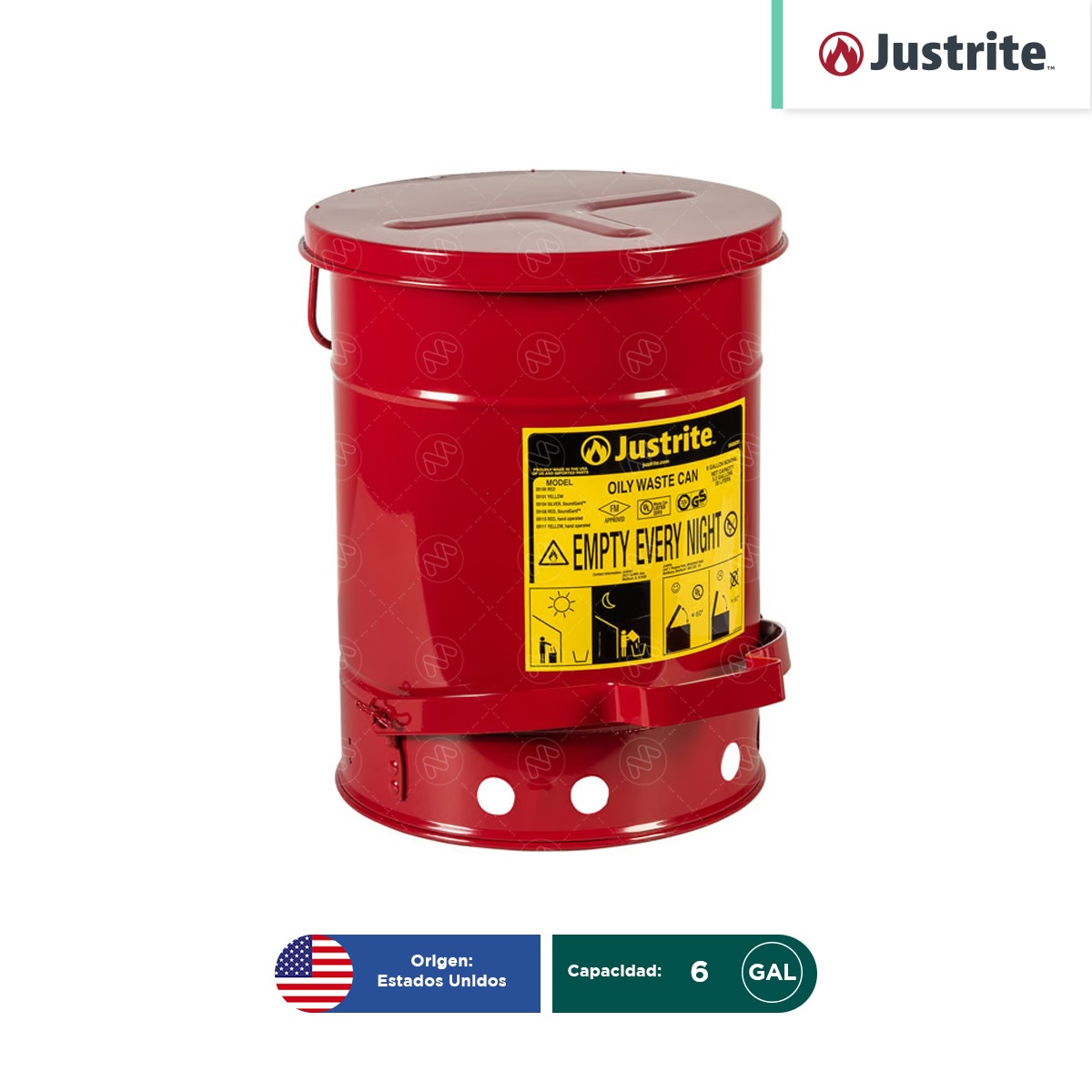 Recipiente para desechos aceitosos Justrite 6 Gal | Zero Spill | Grupo Zuma