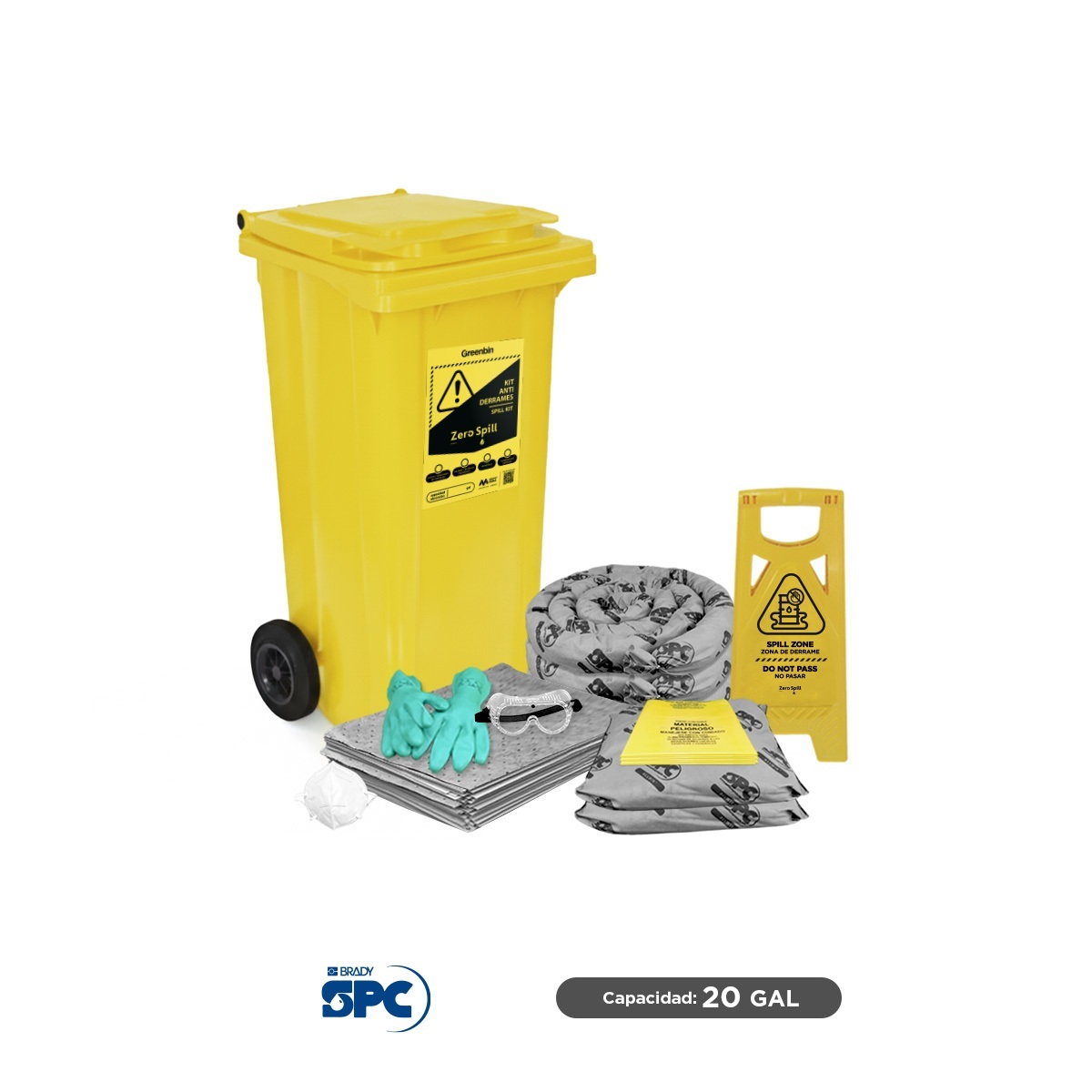 Kit antiderrames móvil universal SPC 20 Gal | absorción 16 Gal | Zero ...